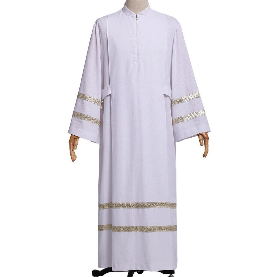 Clergy White Alb Religiouss Pleated Alb Clerical Priest Pastor Robe in ...