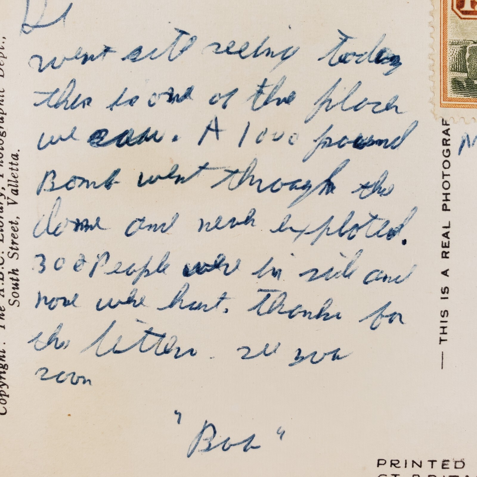 Mosta Rotunda Dome Malta RPPC Postcard 1940s Vintage Photo Street Old ...