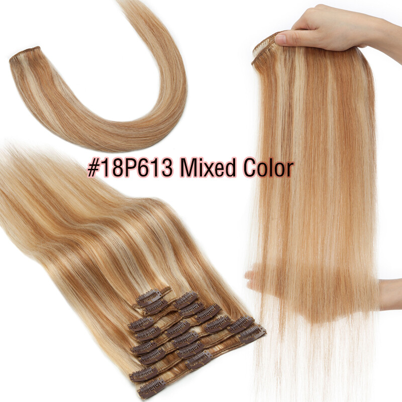8pcs Clip In Hair Extensions 100% Real Human Hair Extensions Weft ...