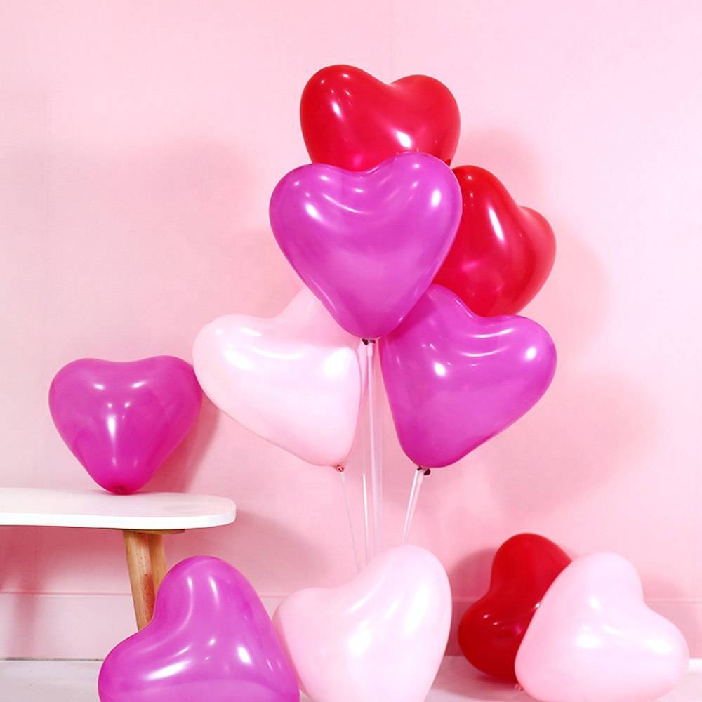 100 LOVE HEART SHAPE BALLOONS Wedding Party Romantic Baloon Birthday ...