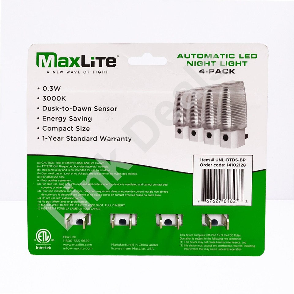 NEW MaxLite Automatic LED Night Light 4 Pack Dusk To Dawn Sensor | eBay