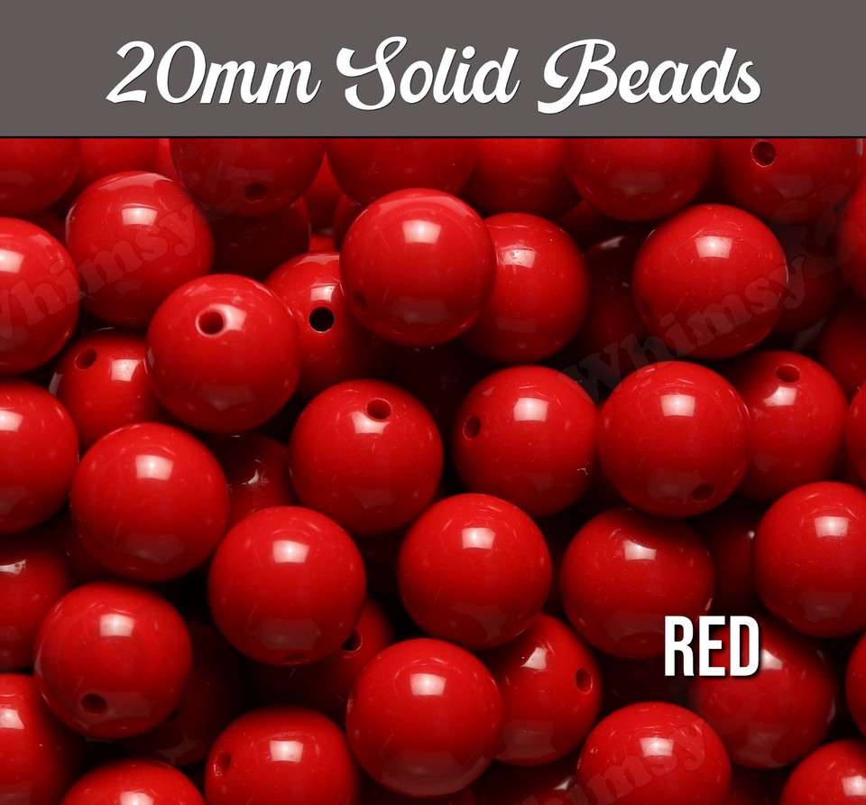 20mm Beads - 20 Pack of Chunky Bubblegum Beads, Round Acrylic Colorful ...