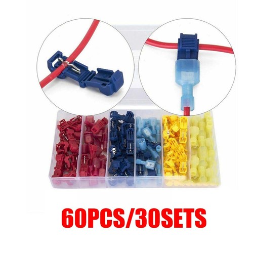 60 PCS Waterproof T-Tap Quick Splice Wire Terminal Crimp Connector Kit ...