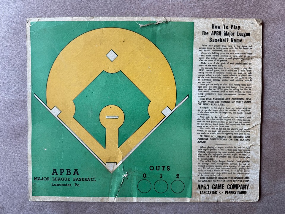 Lot Vintage APBA Board Game Memorabilia Ephemera BASEBALL FOOTBALL ...