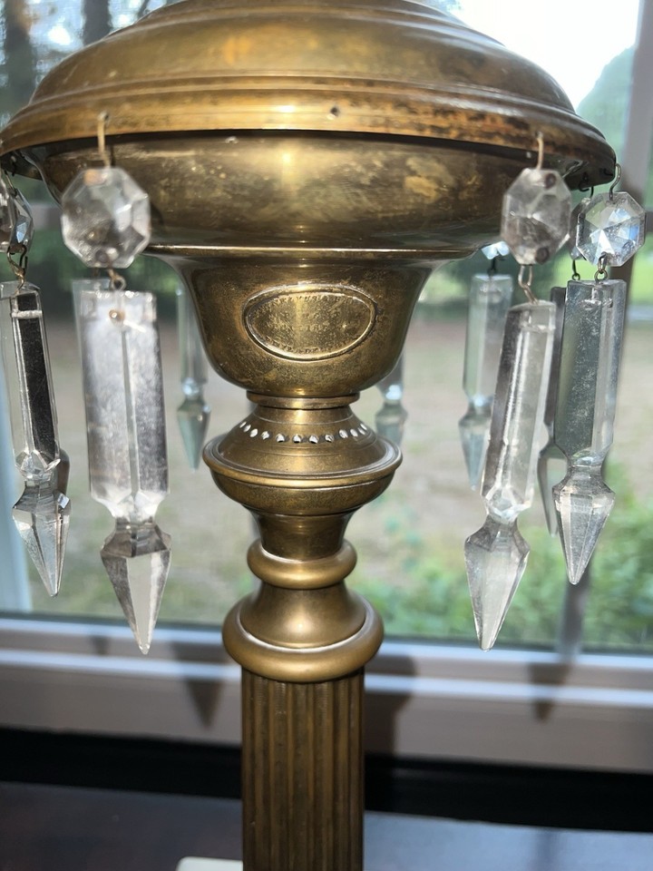 Antique 1843 CORNELIUS & CO. BRASS ASTRAL LAMP MARBLE BASE & Etched ...