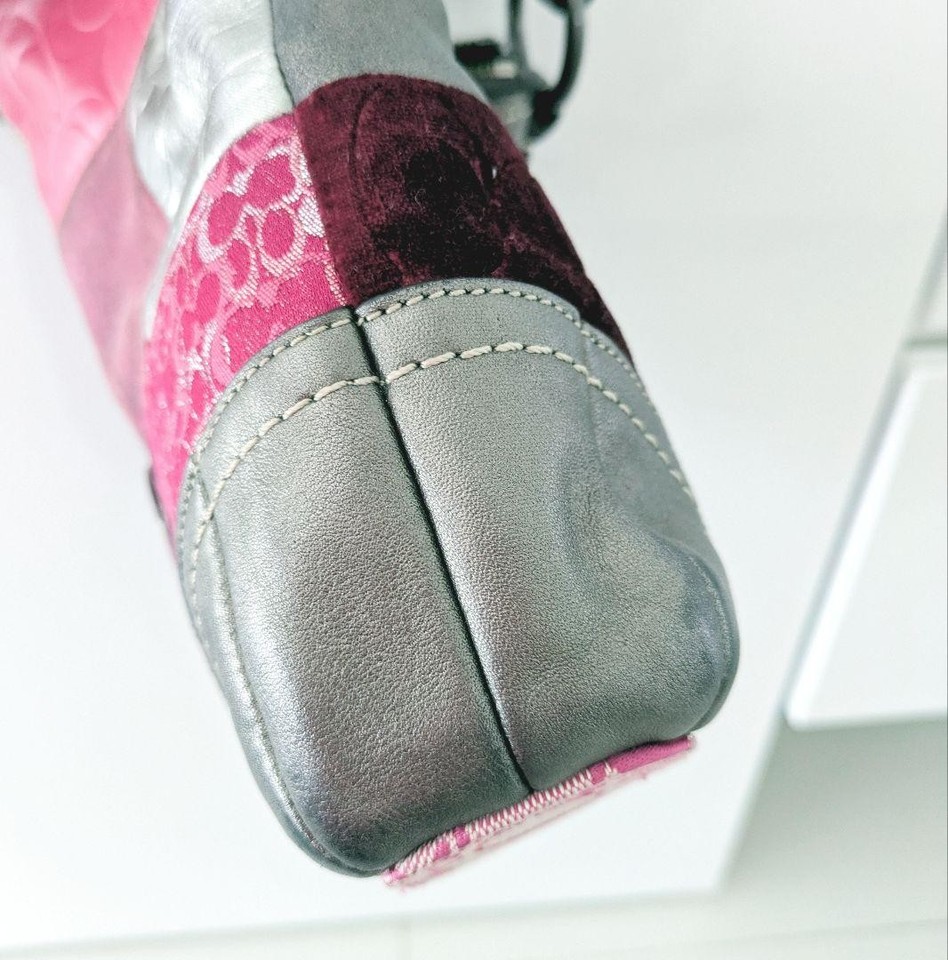 COACH Shoulder Bag F12863 Metallic Pink Leather 16a | eBay