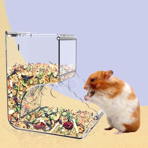 Automatic Hamster Feeder Mice Small Animals Birds Food Storage Bowl ...