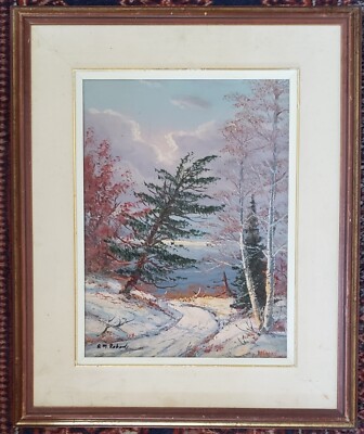 ROBERT OSET CANADA OIL PAINTING A.M ROBERTS SIGNED B.C FOREST TRAIL ...