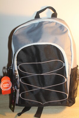 NWT Wonder Nation 16 inch Bungee Backpack Black and Gray | eBay