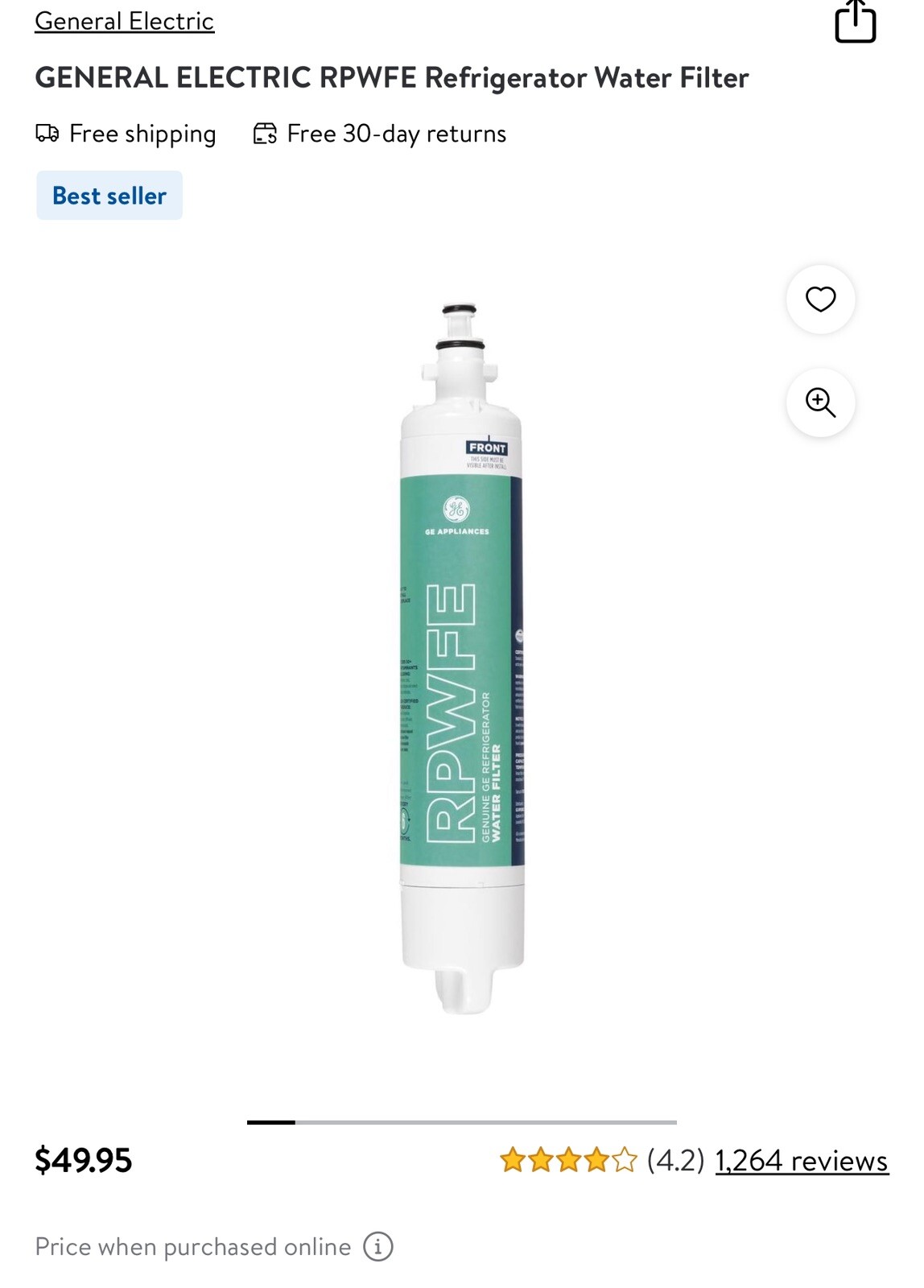GENERAL ELECTRIC RPWFE Refrigerator Water Filter. BRAND NEW | eBay