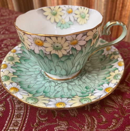 RARE 1920s Aynsley Daisy Petals Floral Chintz Green Corset Teacup and ...