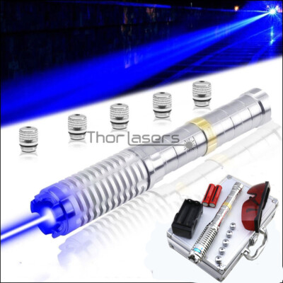 Adjustable Focus Blue Laser Pointers Visible Beam w/Charger&Batteries ...