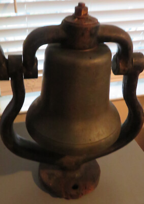 25” Locomotive Brass Bell Cast Iron Base Frame & Clapper vintage train ...