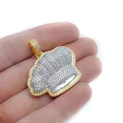 1.20Ct Round Lab-Created Diamond Chef Hat Men's Pendant 14K Two-Tone ...