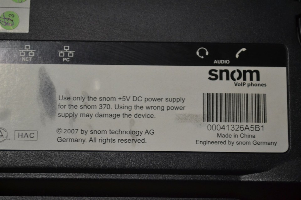 SNOM 370 Black SIP VoIP Telephone 3039 w/Black Ethernet Cable, Black ...