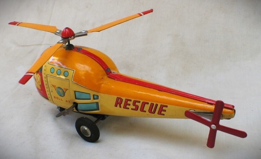 Vintage 1950's Tin Wind Up Helicopter Toy - Rescue - Bell 47 | eBay