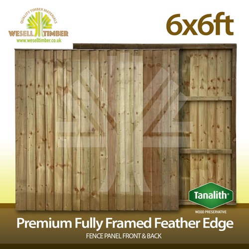 6x6 Heavy Duty Fully Framed Pressure Treated Tanalised Feather Edge ...