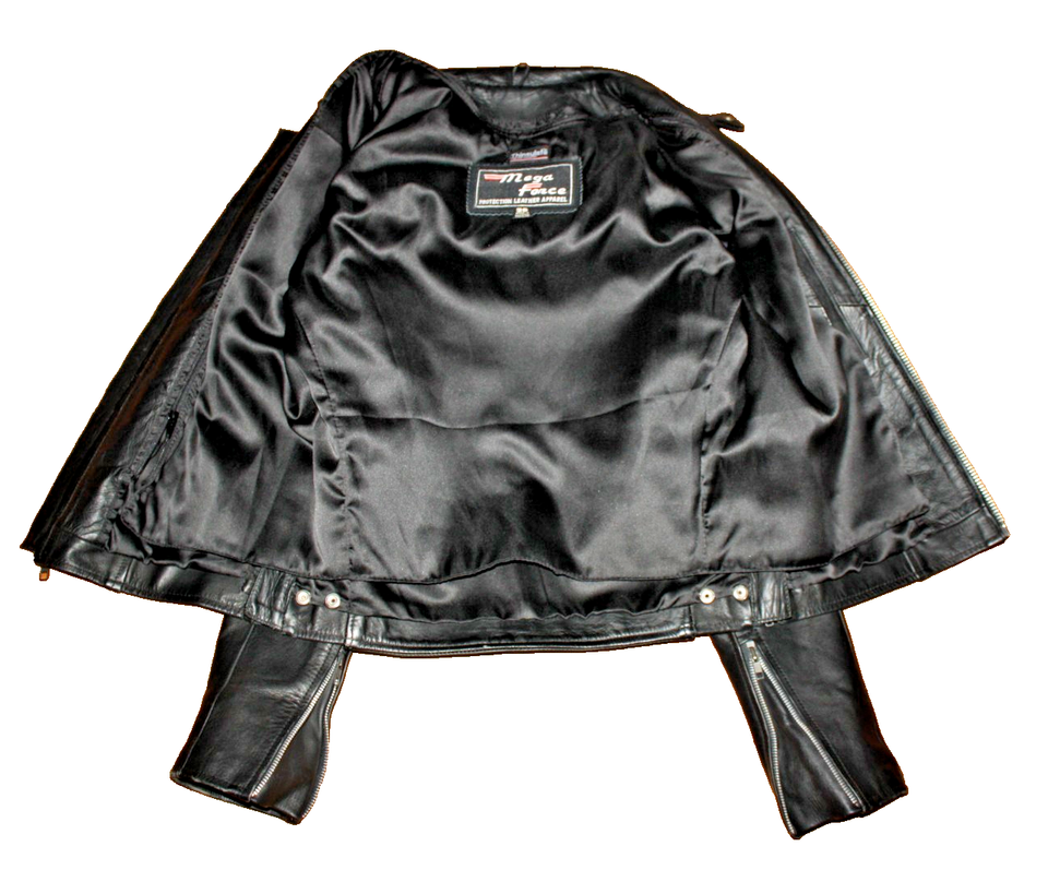 Mega Force Vented Black Leather Motorcycle Jacket Women's Size 36 ...
