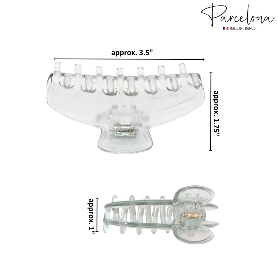 Parcelona French Basic Medium 3 1/2" Celluloid Tight Spring Hair Claw ...