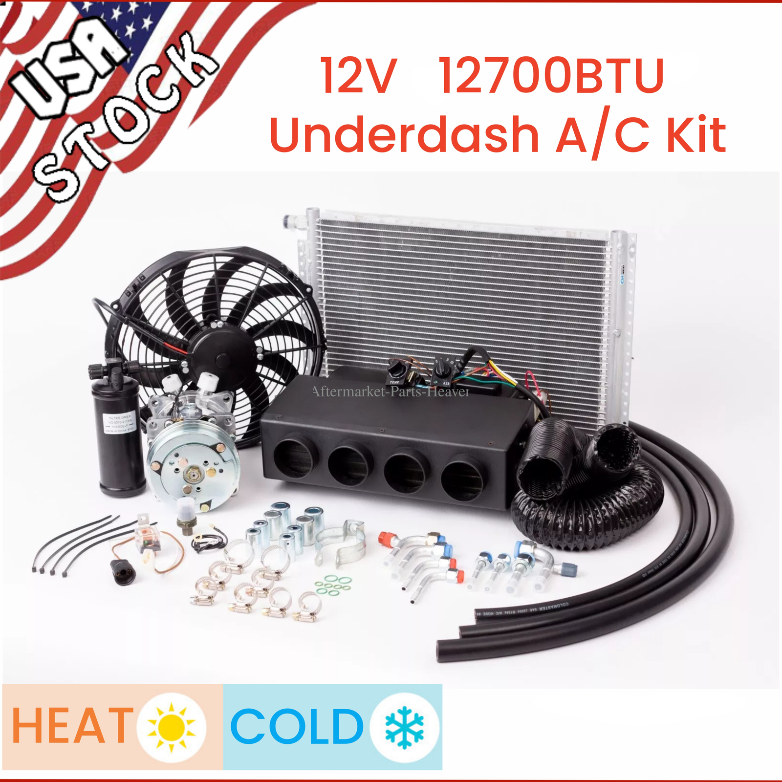 Universal Air Conditioning Kit Under Dash - 404-000 - A/C 12v Aluminum ...