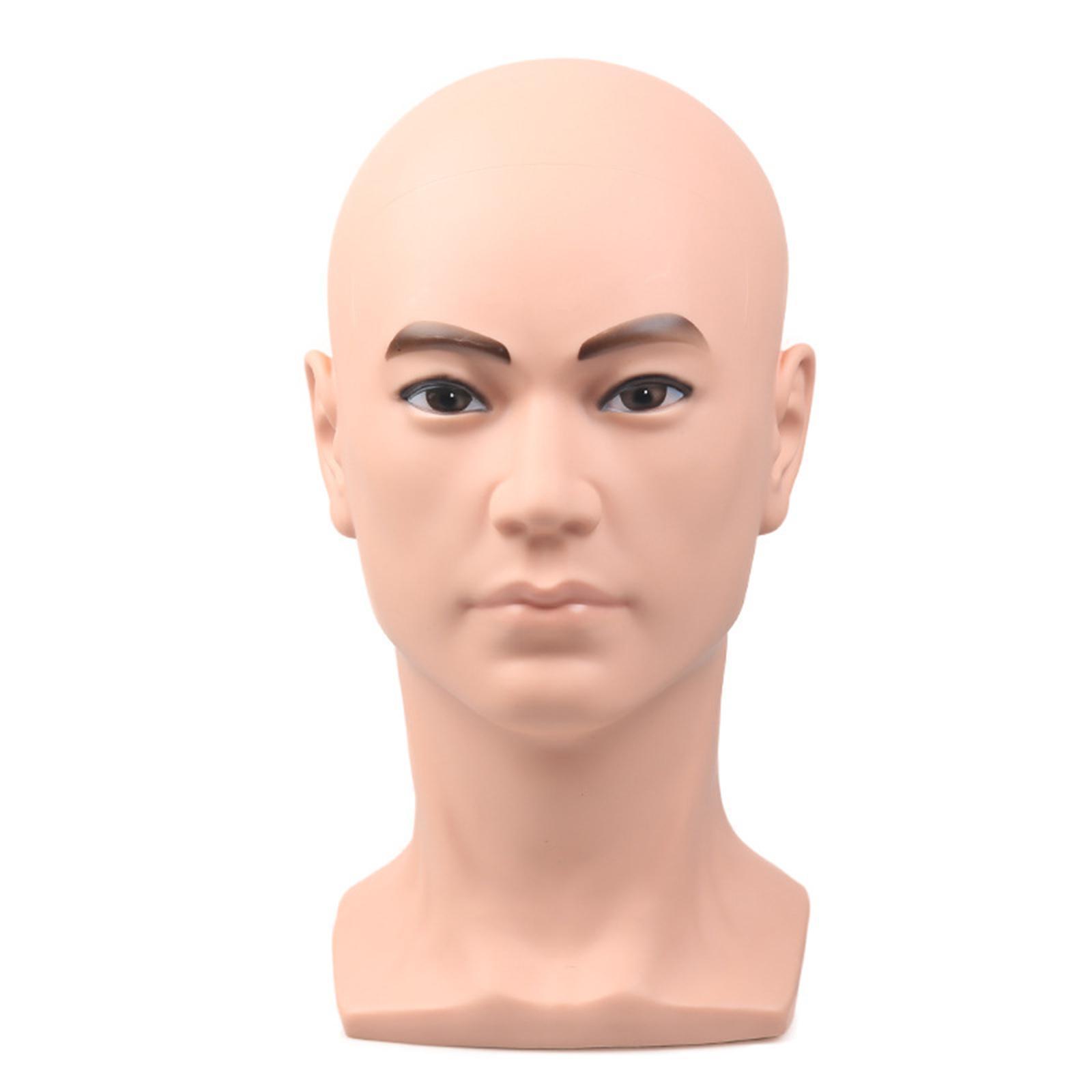 Male Mannequin Heads PVC Male Bald Mannequin Head with Clamp for Wig ...