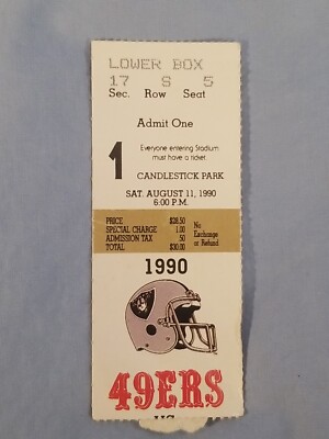 9-11-1990 Los Angeles Raiders @ San Francisco 49ers Ticket Stub | eBay