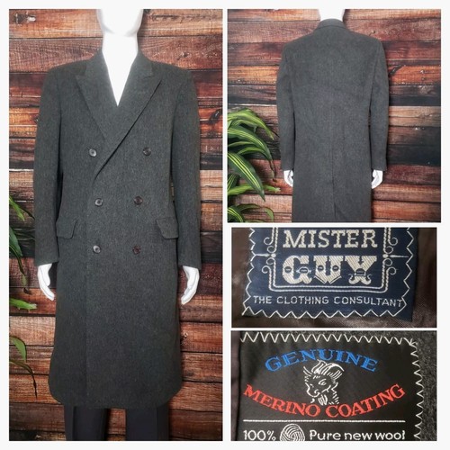 Mister Guy Overcoat 100% Wool 42 R Gray Coat Made In England Vintage ...