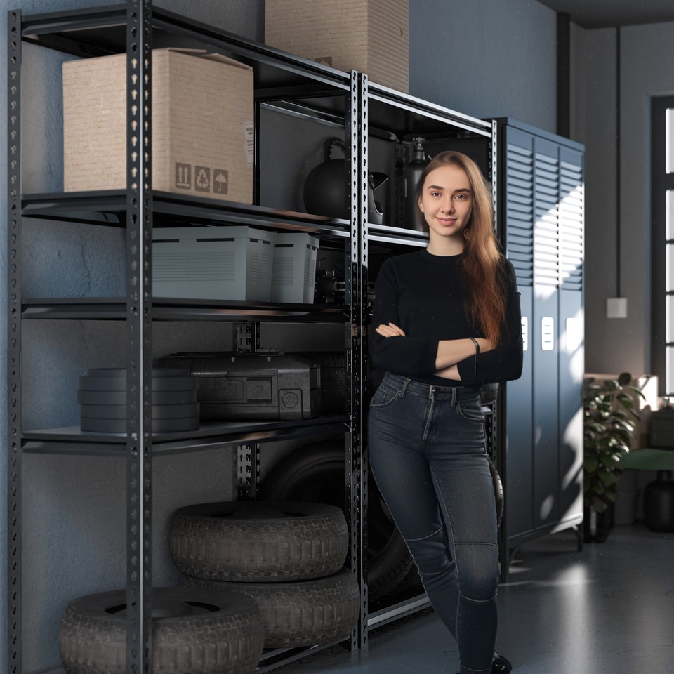 Heavy Duty Muscle Rack Garage Steel Storage 5 Shelf Adjustable Shelves ...