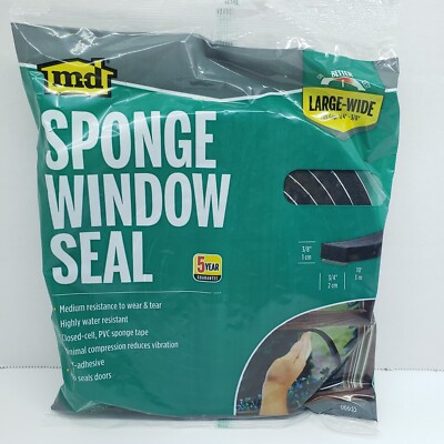 M-D Sponge Window Seal BLACK LARGE Gaps 3/8" x3/4" x 10' SPONGE tape ...