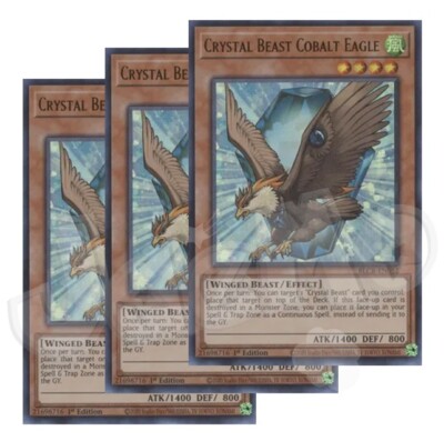 Yugioh - Crystal Beast Cobalt Eagle x 3 - 1st Edition Ultra Rare NM ...
