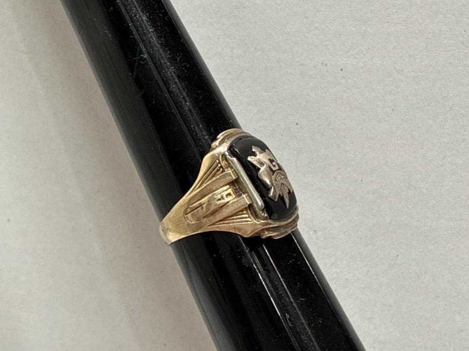 Antique 1935 6 G High School 14K Gold Class Ring Mono EPH sz 11 Worn 5. ...