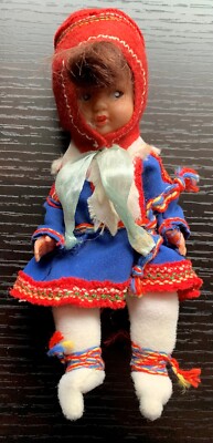 VTG LAPLAND (Suomi) FOLK DOLL HANDMADE YOUNG BABY GIRL BONNET SCARF ...