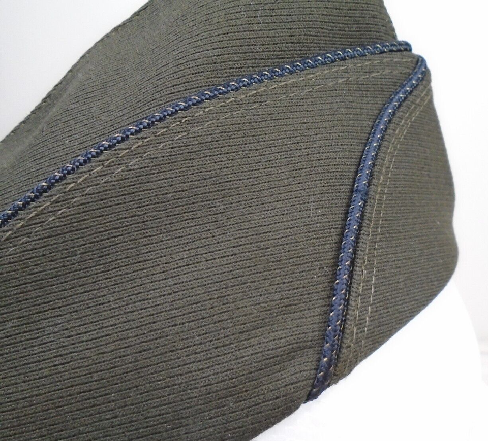 Vintage Dark OD Green Officer Garrison Cap Black & Gold Piping Cinema ...