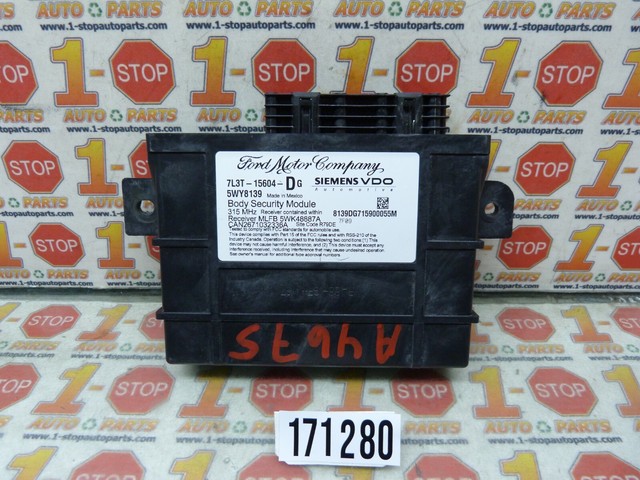 2007 07 FORD F150 THEFT LOCKING CONTROL MODULE 7L3T-15604-DG OEM for ...