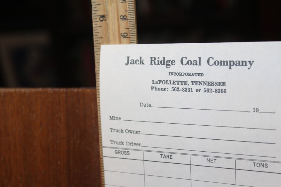 Vintage 1970's Jack Ridge Coal Company Weight Ticket LaFollette ...