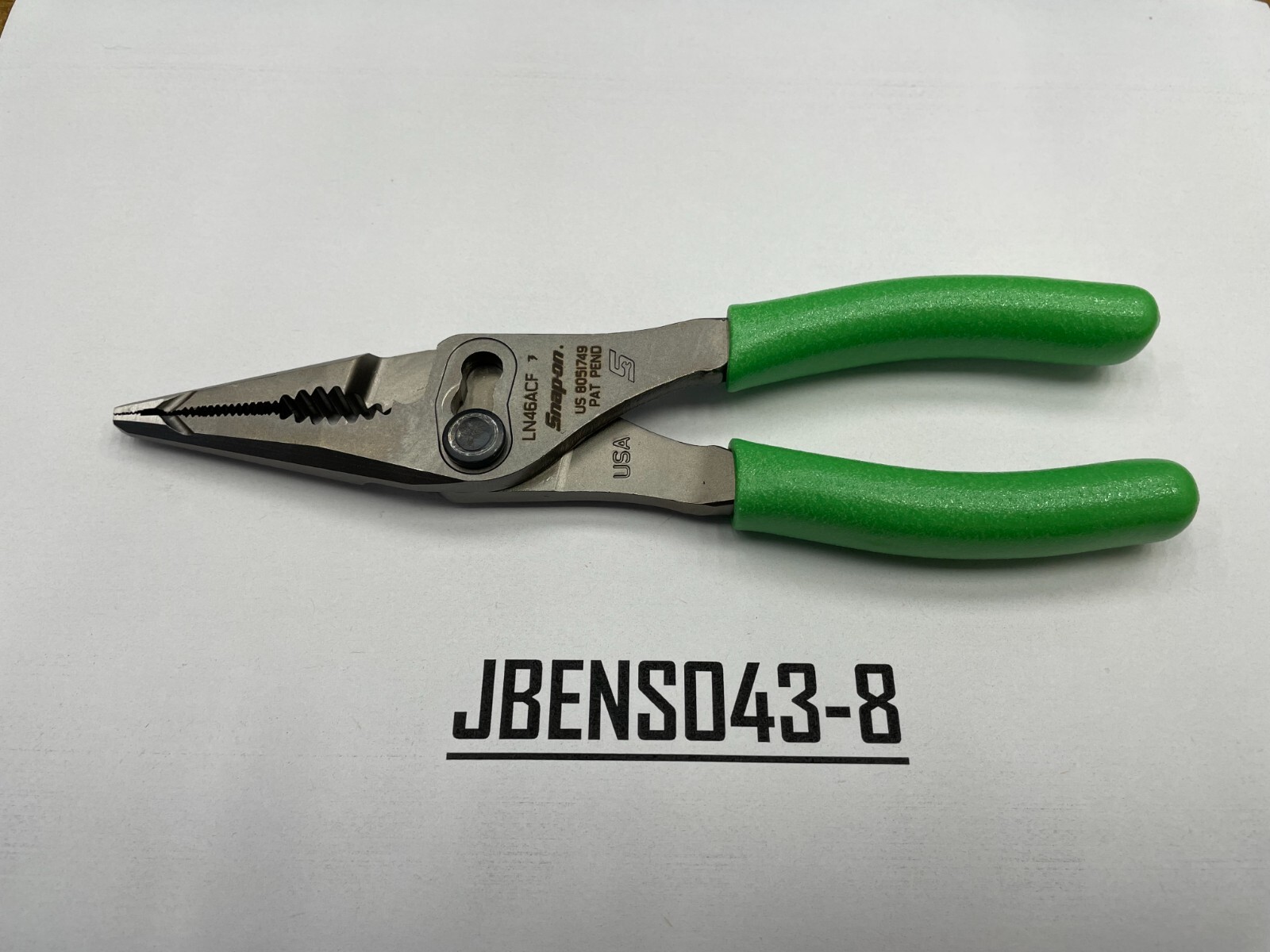 Snap-On Tools USA NEW GREEN 7" Soft Grip Long Nose Slip Joint Pliers ...
