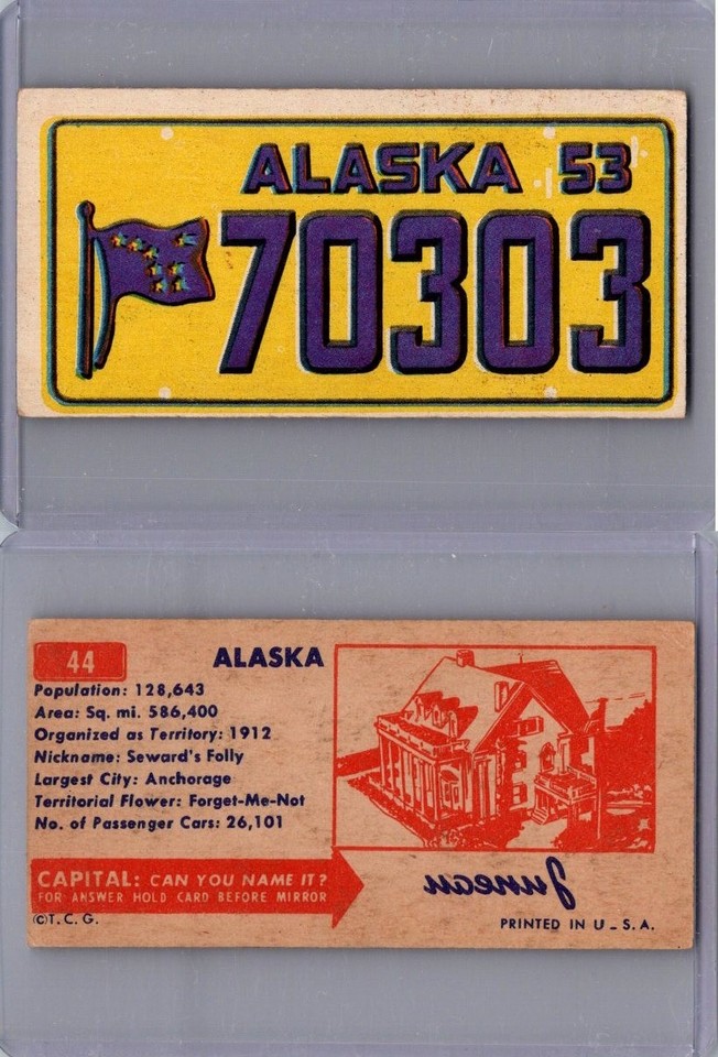 1953 ( R714-13) TOPPS LICENSE PLATE CARDS SET BREAK U PICK YOUR CARD ...