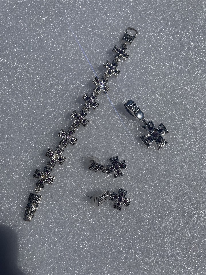 GIFT Set Premier Designs Marissa Purple Crystal Bracelet Pendant ...