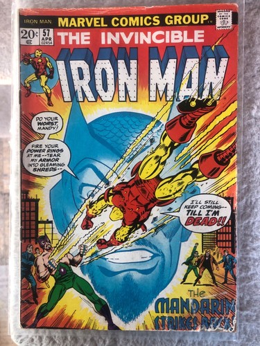 IRON MAN #57 **APP of MANDARIN**TUSKA CVR**VERY FINE~** 1973**OW/LT CRM ...