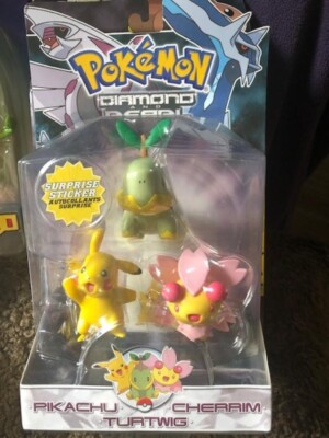 Pokemon Diamond Pearl Jakks Pacific Pikachu Cherrim Turtwig 2007 NEW ...