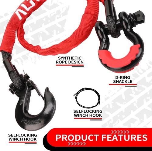 2.5FT UTV ATV Recovery Strap 19400LBS with Winch Hook and D-Ring ...