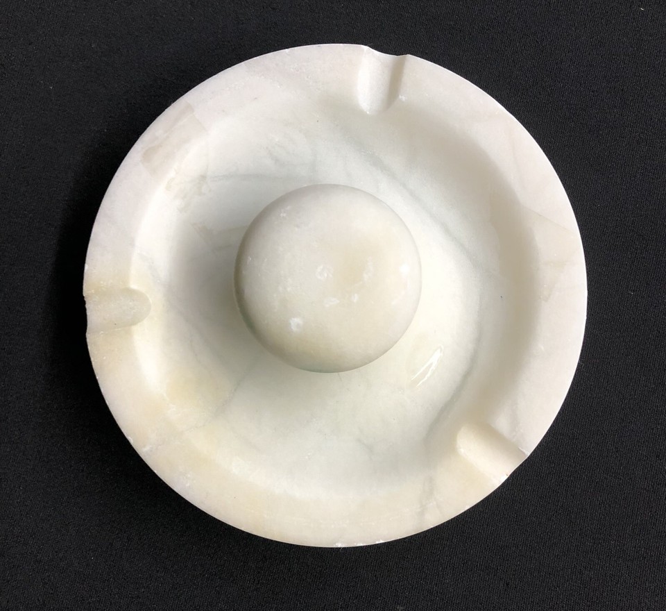5" Unique White Marble Stone Cigarette Round Ashtray Granite w ...