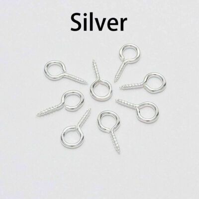 100 pcs Silver Mini Eye Pins Hooks Eyelets Screw Threaded- 8mm x 4mm | eBay
