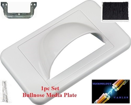 1Pc Set Bullnose White Media Wall Plate Cable Management + Metal ...