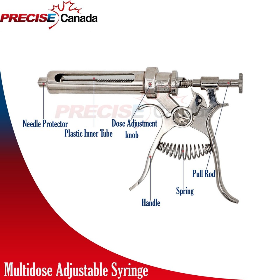 2Pcs Vaccine Injector Livestock, Multidose Automatic Adjustable Dose ...