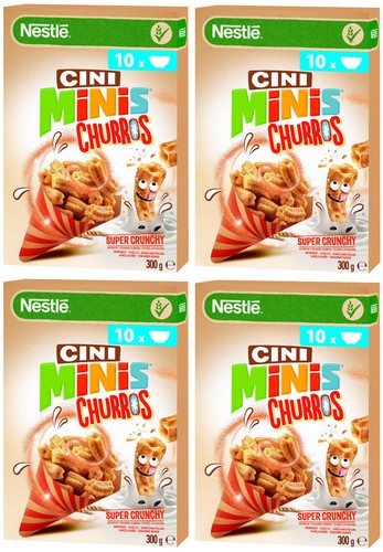 4 CINI MINIS CHURROS Super Crunchy Cinnamon Flavor Breakfast Cereal ...