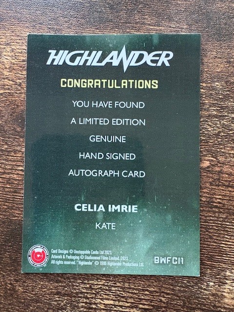 Highlander Celia Imrie autograph card as Kate BWFCI1 | eBay