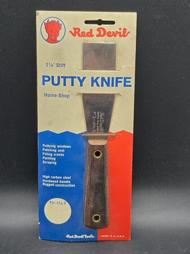Vtg Red Devil Putty Knife Scraper Wood Handle Brass Pins USA P1 - 1 1/4 ...