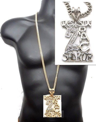 Hip Hop t 36" Long Cuban Chain Necklace Pendant Westside 2PAC Shakur ...