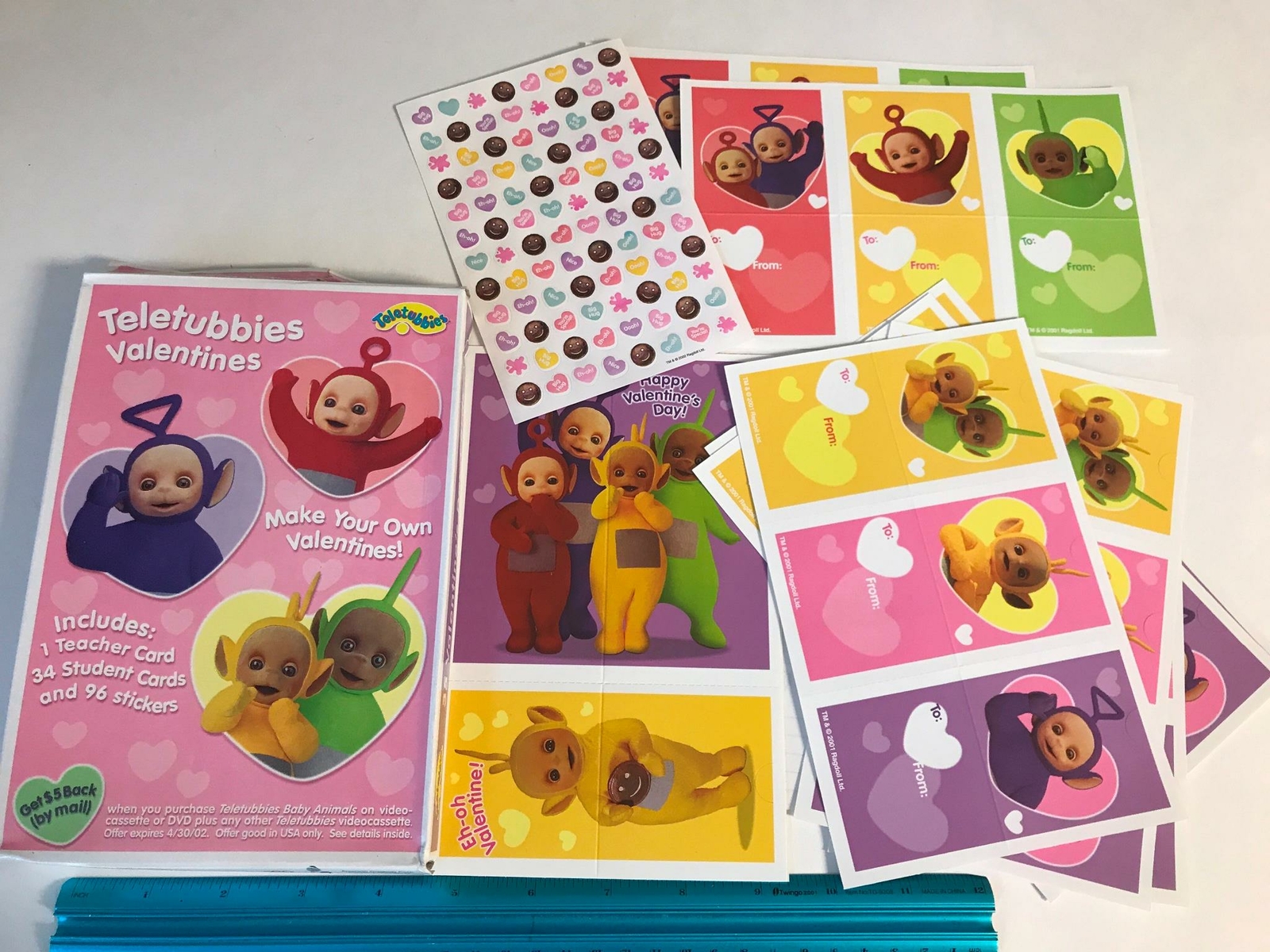 American Greeting Teletubbies Valentine Cards Stickers unopened Box ...